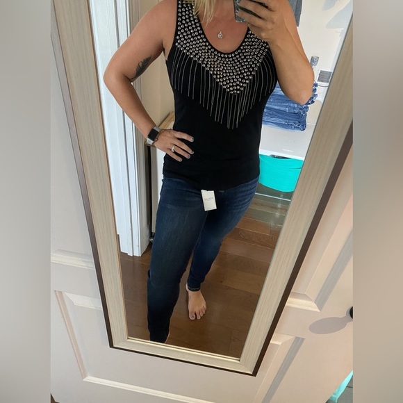 Vocal | Tops | Nwt Vocal Black Stud Fringe Dressy Tank Top | Poshmark
